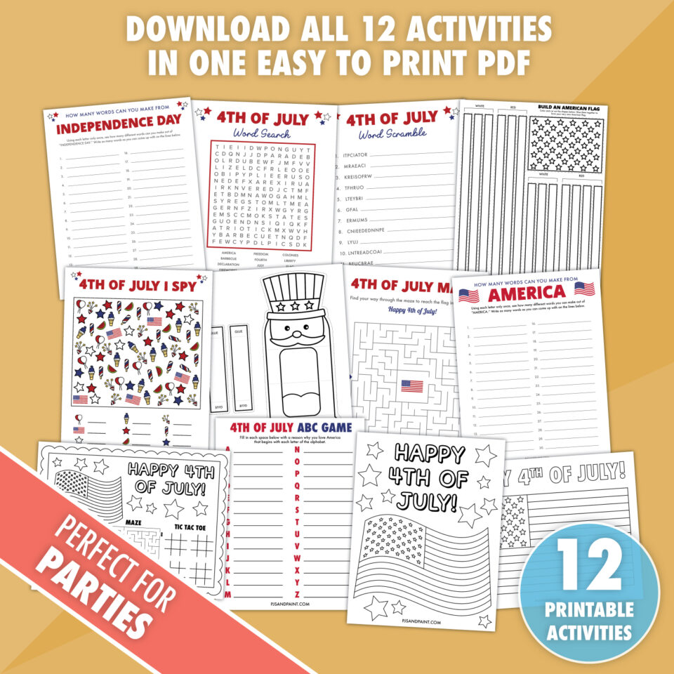 Free Printable 4th of July Word Scramble - Pjs and Paint