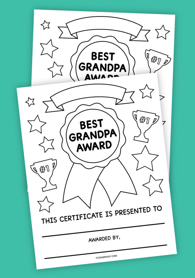 Best Grandpa Award | Free Printable Certificate - Pjs and Paint