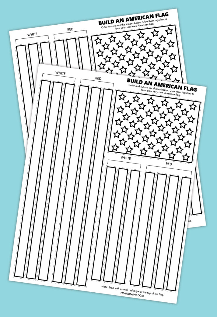 Free Printable Build an American Flag Craft - Pjs and Paint