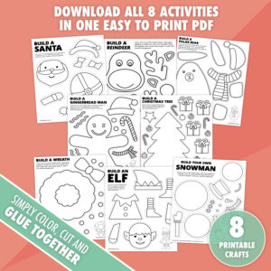 8 Free Printable Christmas Themed "Build Your Own" Crafts - Pjs and Paint