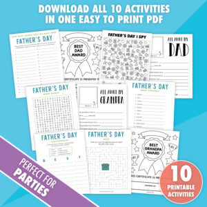 10 Free Printable Father's Day Games and Activities - Pjs and Paint