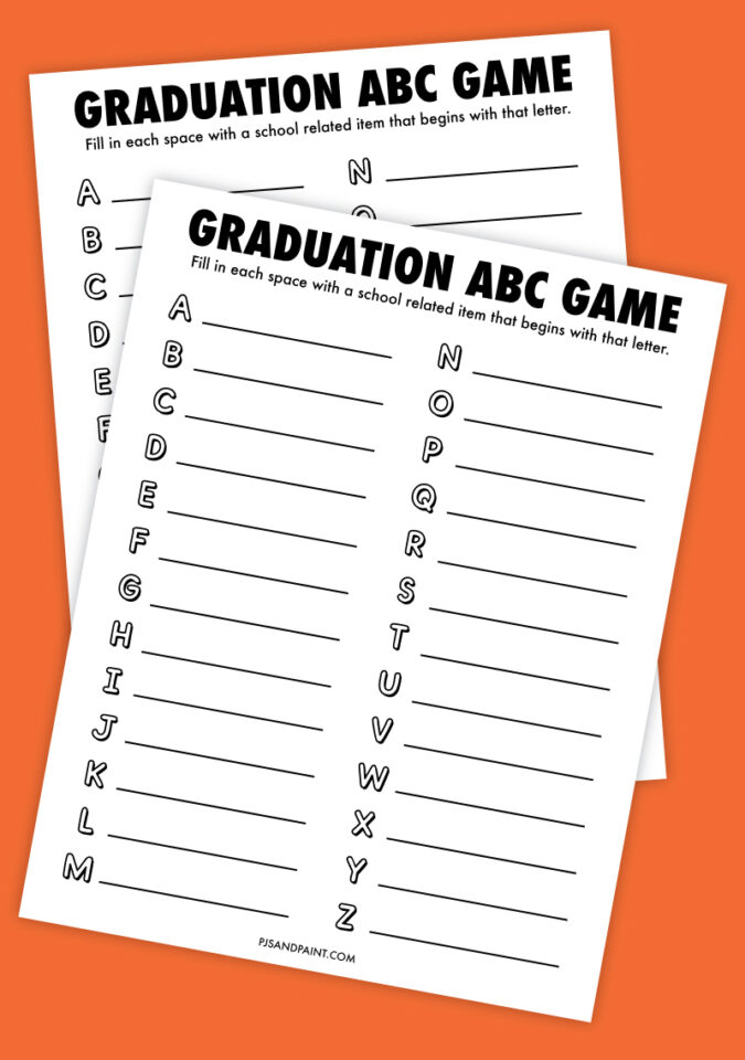 Free Printable Graduation ABC Game - Pjs and Paint