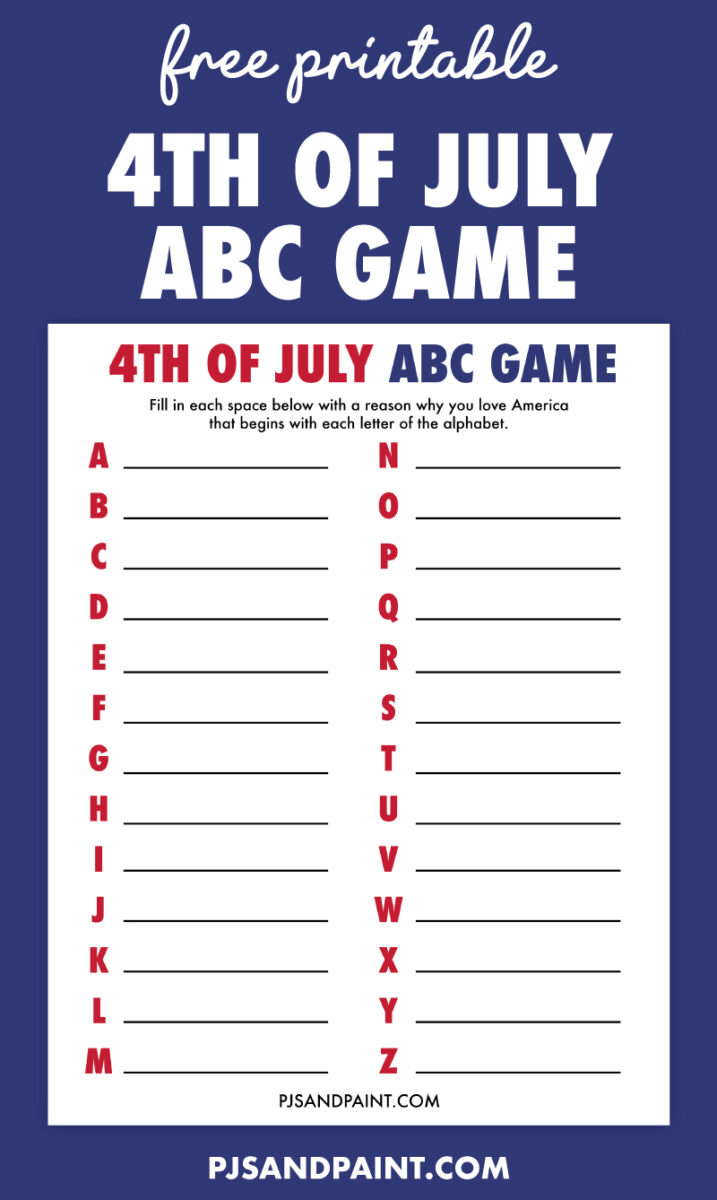 Free Printable 4th of July ABC Game - Pjs and Paint