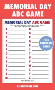 Free Printable Memorial Day ABC Game - Pjs and Paint
