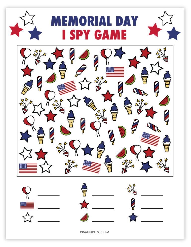 8 Free Printable Memorial Day Games and Activities - Pjs and Paint