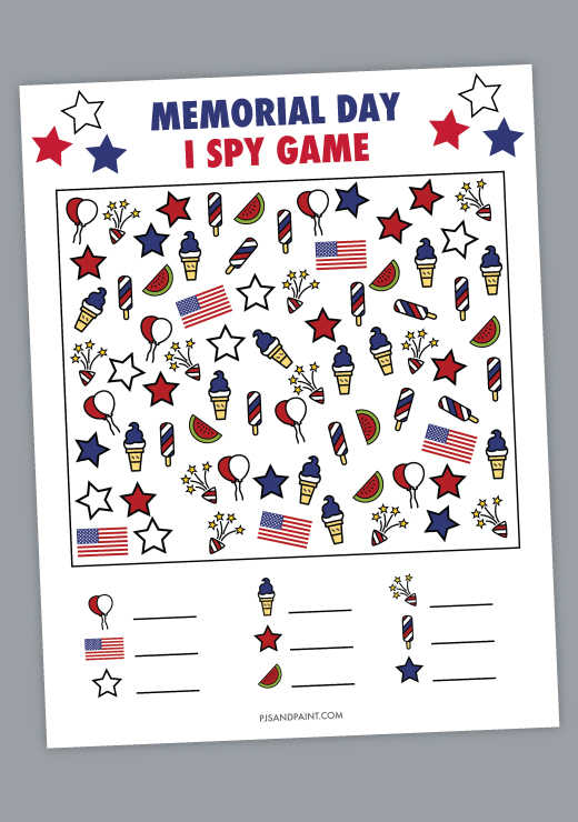 Free Printable Memorial Day I Spy Game - Pjs and Paint