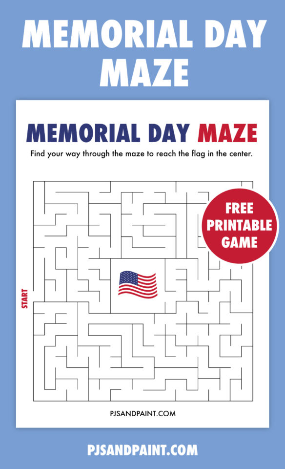 Free Printable Memorial Day Maze - Pjs and Paint