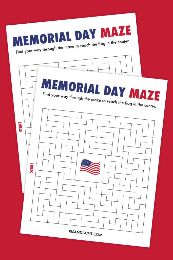 Free Printable Memorial Day Maze - Pjs and Paint