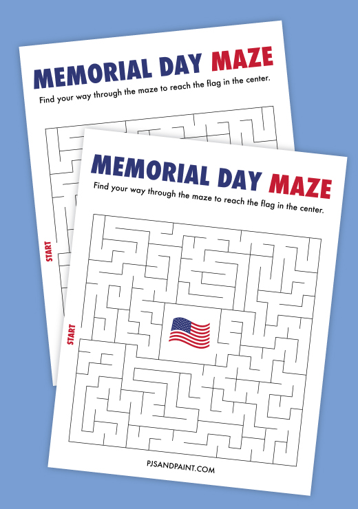 Free Printable Memorial Day Maze - Pjs and Paint