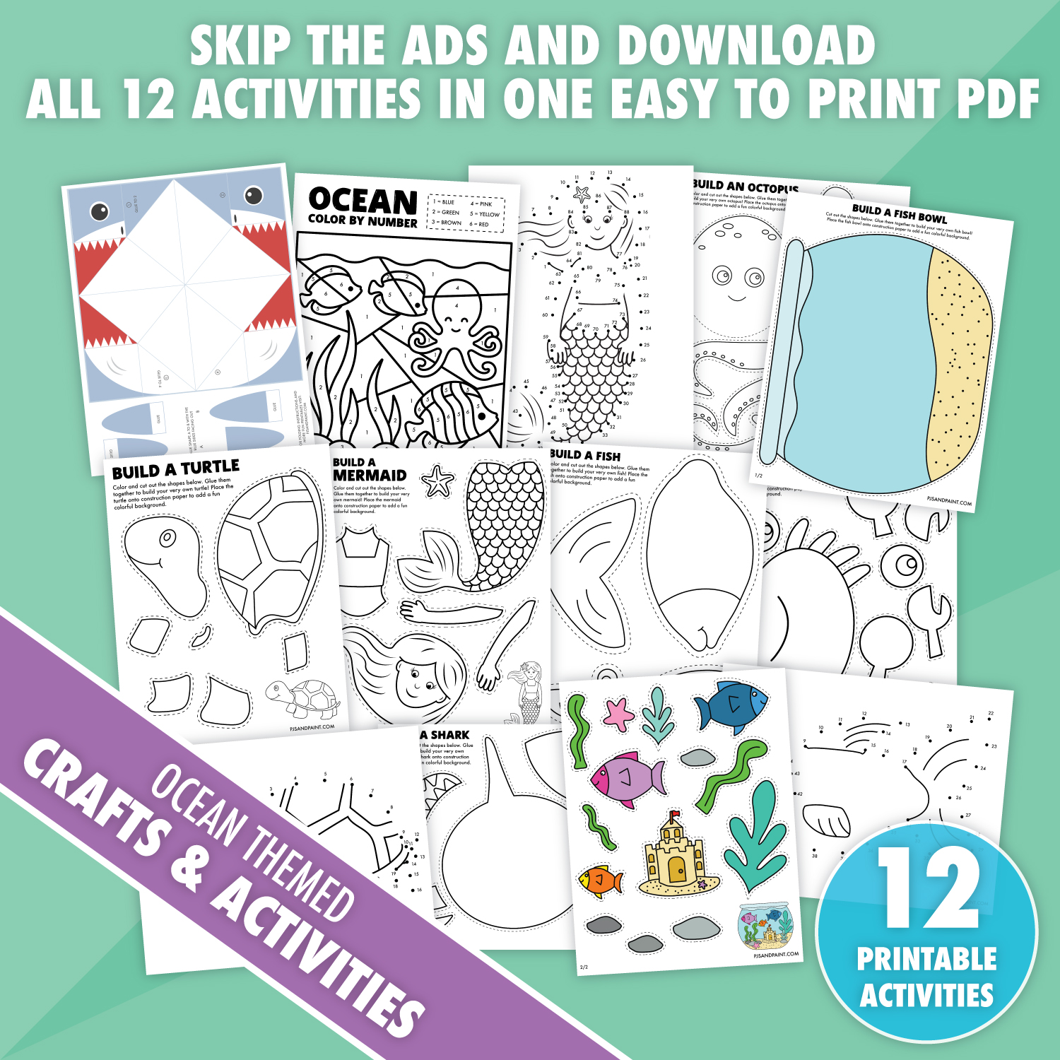 12 Free Printable Ocean Themed Activities for Kids - Pjs and Paint