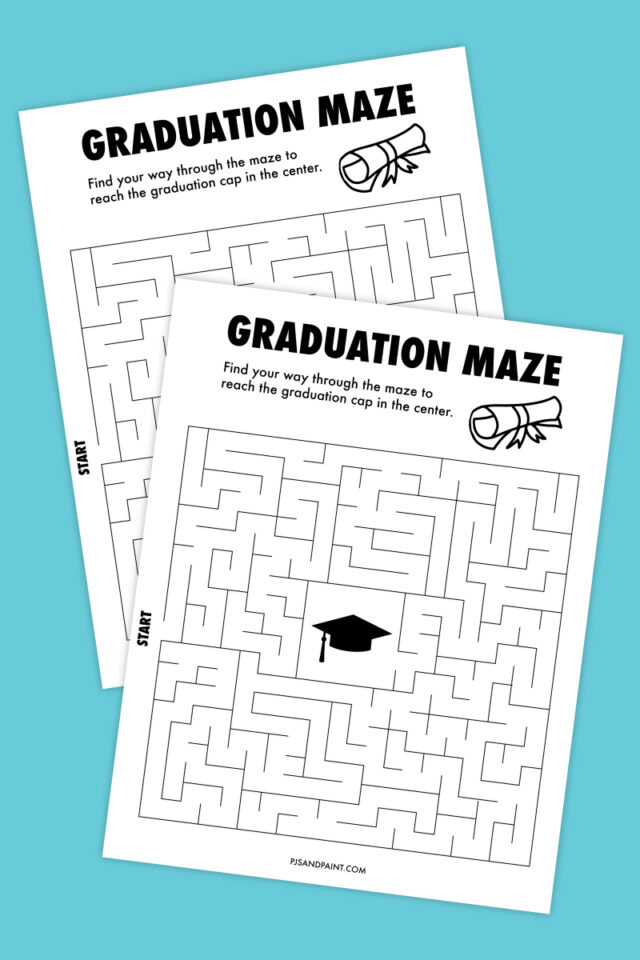 Free Printable Graduation Maze - Pjs and Paint