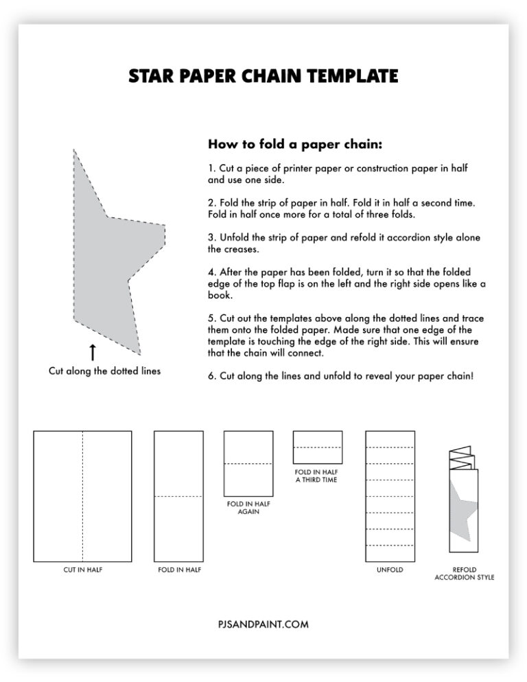 Free Printable Star Paper Chain Template - Pjs and Paint