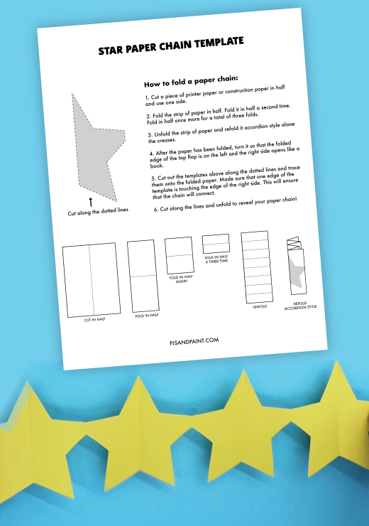 Free Printable Star Paper Chain Template - Pjs and Paint