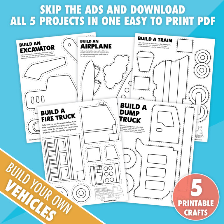 8 Free Printable Build Your Own Vehicle Crafts - Pjs and Paint