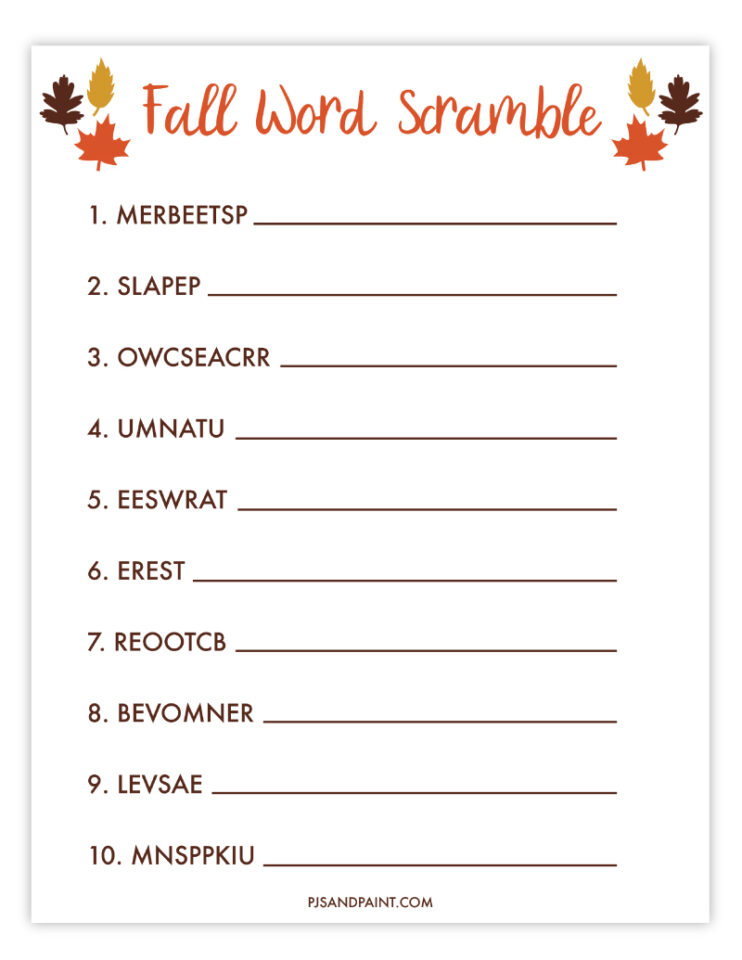 15 Free Printable Fall Games and Activities - Pjs and Paint