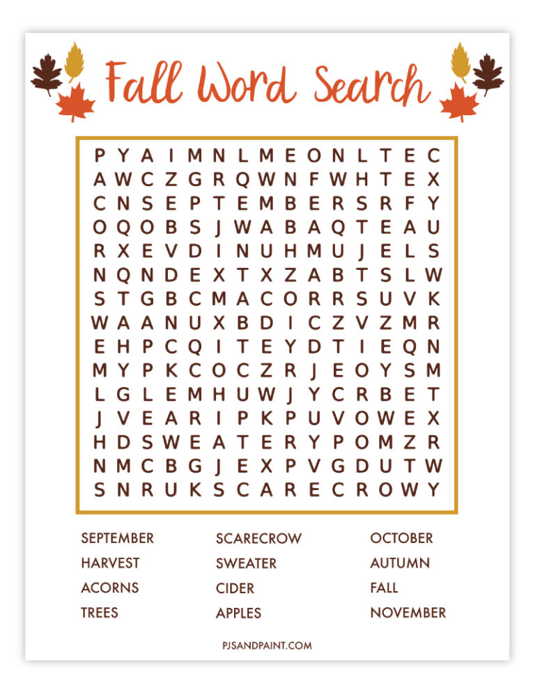 15 Free Printable Fall Games and Activities - Pjs and Paint