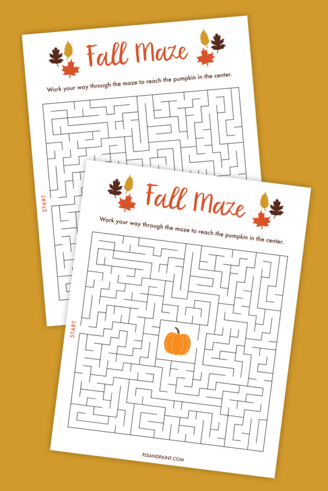 Free Printable Fall Maze - Pjs and Paint
