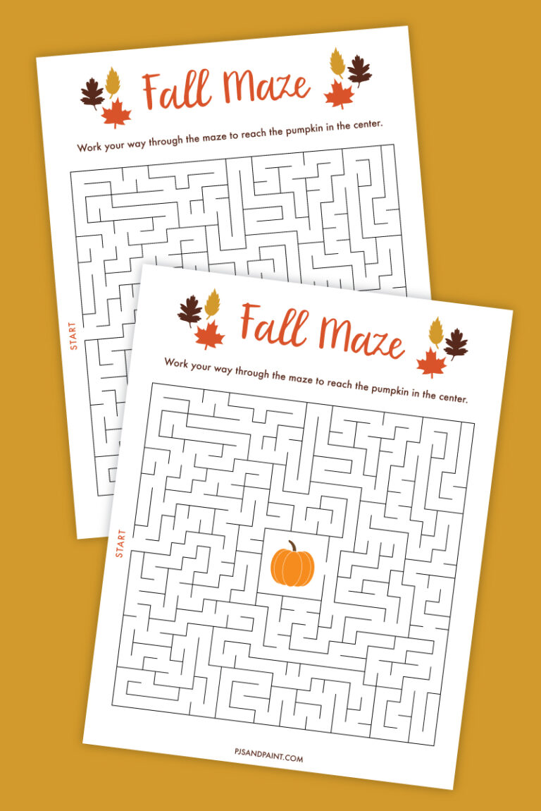 Free Printable Fall Maze - Pjs and Paint