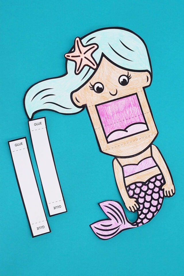 Free Printable Mermaid Puppet - Pjs and Paint