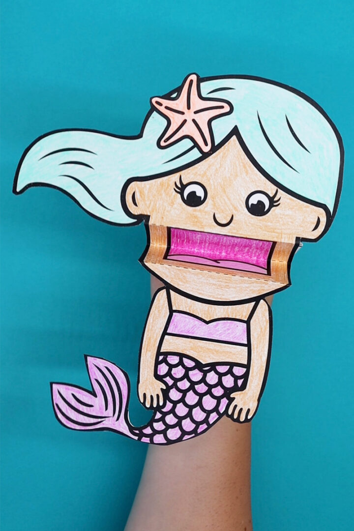 Free Printable Mermaid Puppet - Pjs and Paint
