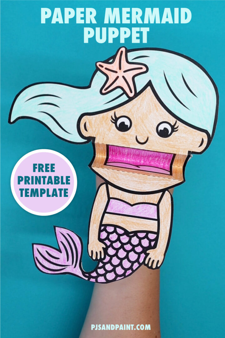 Free Printable Mermaid Puppet - Pjs and Paint