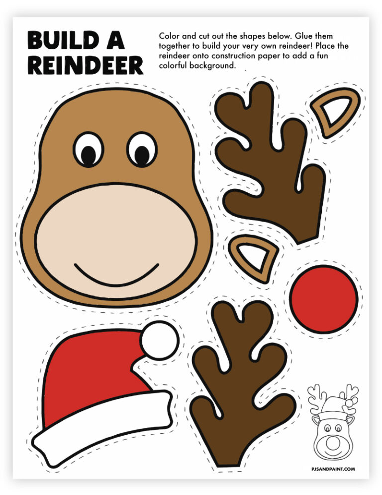 8 Free Printable Christmas Themed Cut and Paste Projects - Pjs and Paint