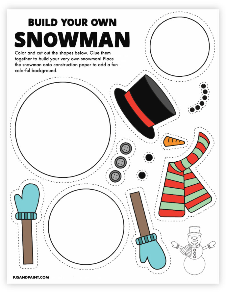 8 Free Printable Christmas Themed Cut and Paste Projects - Pjs and Paint