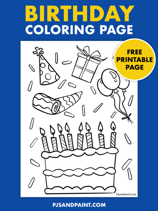 Free Printable Birthday Coloring Page - Pjs and Paint