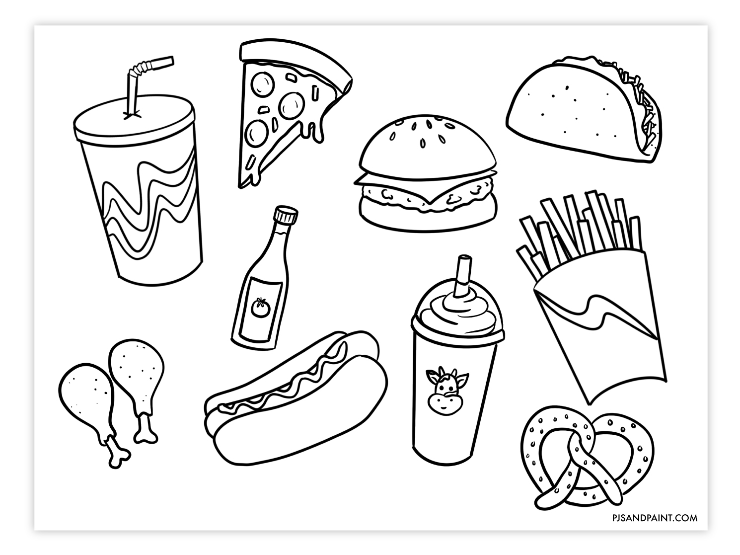 7 Free Printable Food Themed Coloring Pages - Pjs and Paint