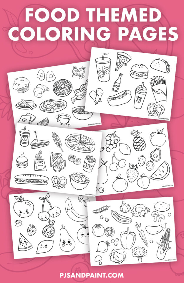 7 Free Printable Food Themed Coloring Pages - Pjs and Paint
