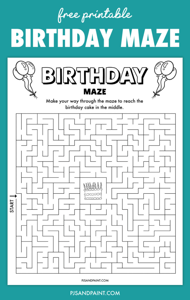 Free Printable Birthday Maze - Pjs and Paint