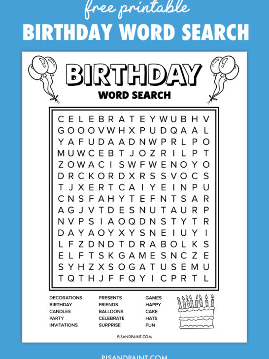 Free Printable Birthday Word Scramble - Pjs and Paint