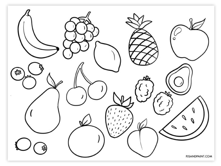 7 Free Printable Food Themed Coloring Pages - Pjs and Paint