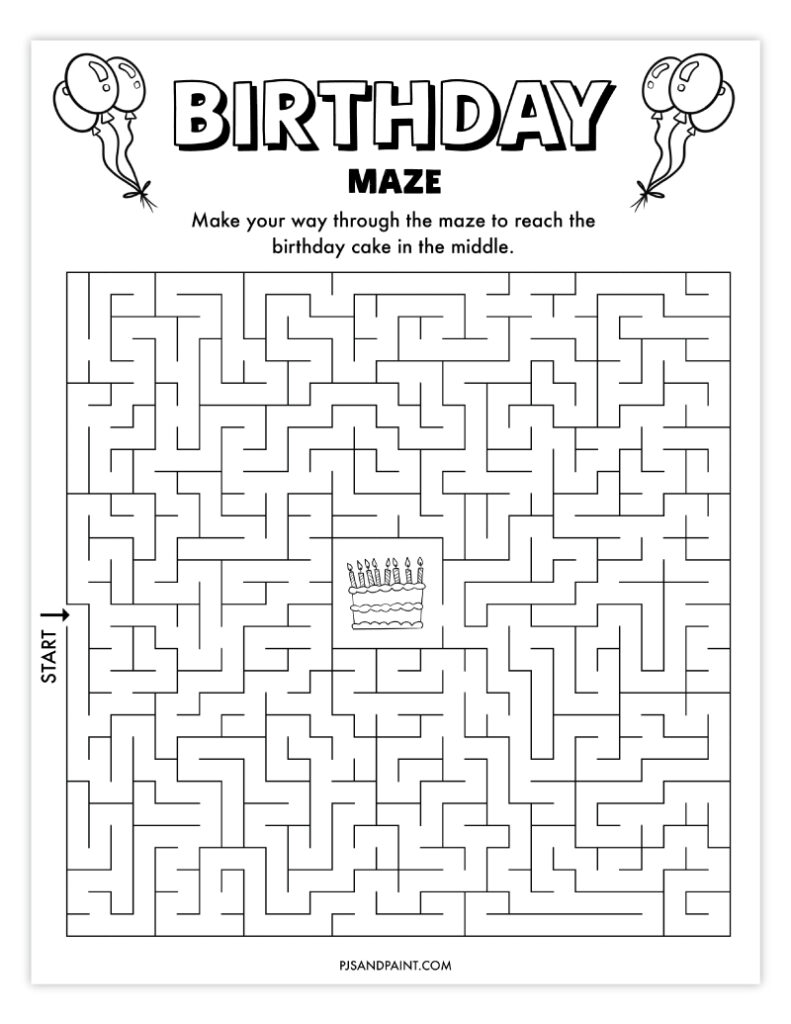 8 Free Printable Birthday Themed Games and Activities - Pjs and Paint
