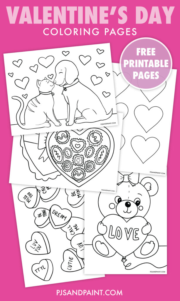6 Free Printable Valentine's Day Coloring Pages - Pjs and Paint
