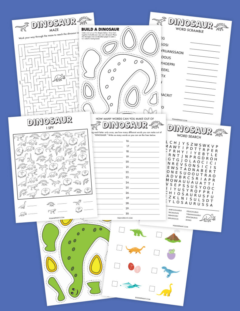 8 Free Printable Dinosaur Games and Activities - Pjs and Paint