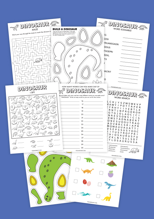 8 Free Printable Dinosaur Games and Activities - Pjs and Paint