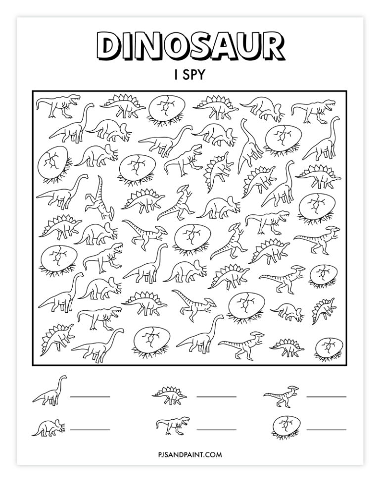 8 Free Printable Dinosaur Games and Activities - Pjs and Paint
