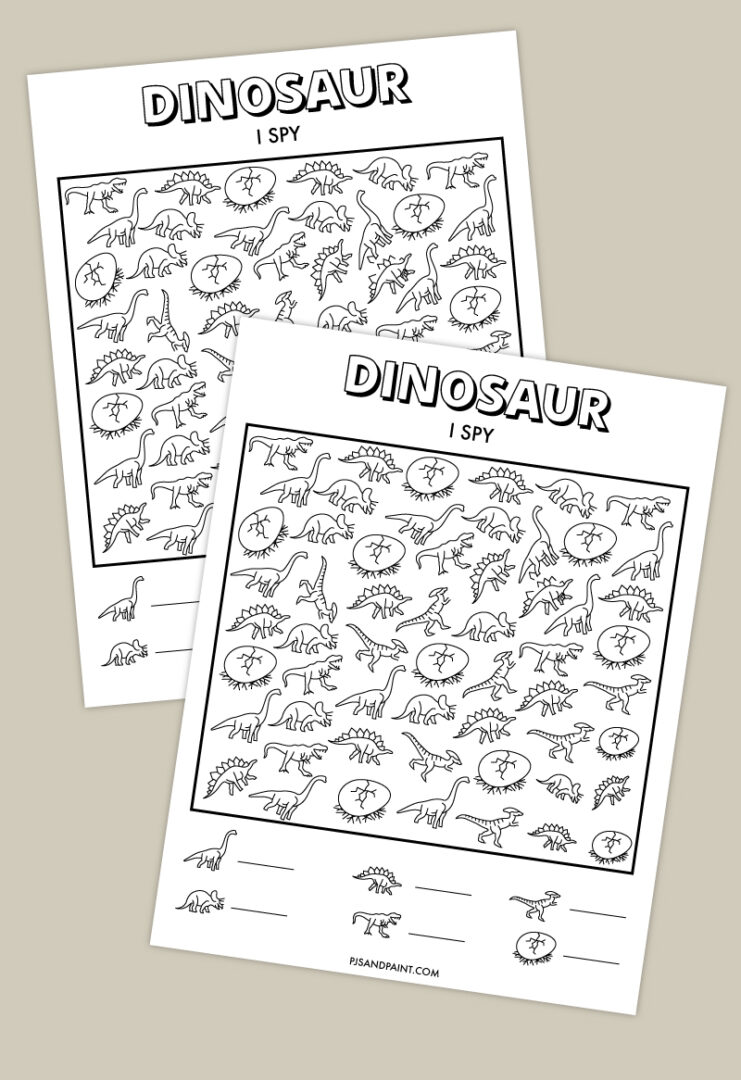 Free Printable Dinosaur I Spy Game - Pjs and Paint