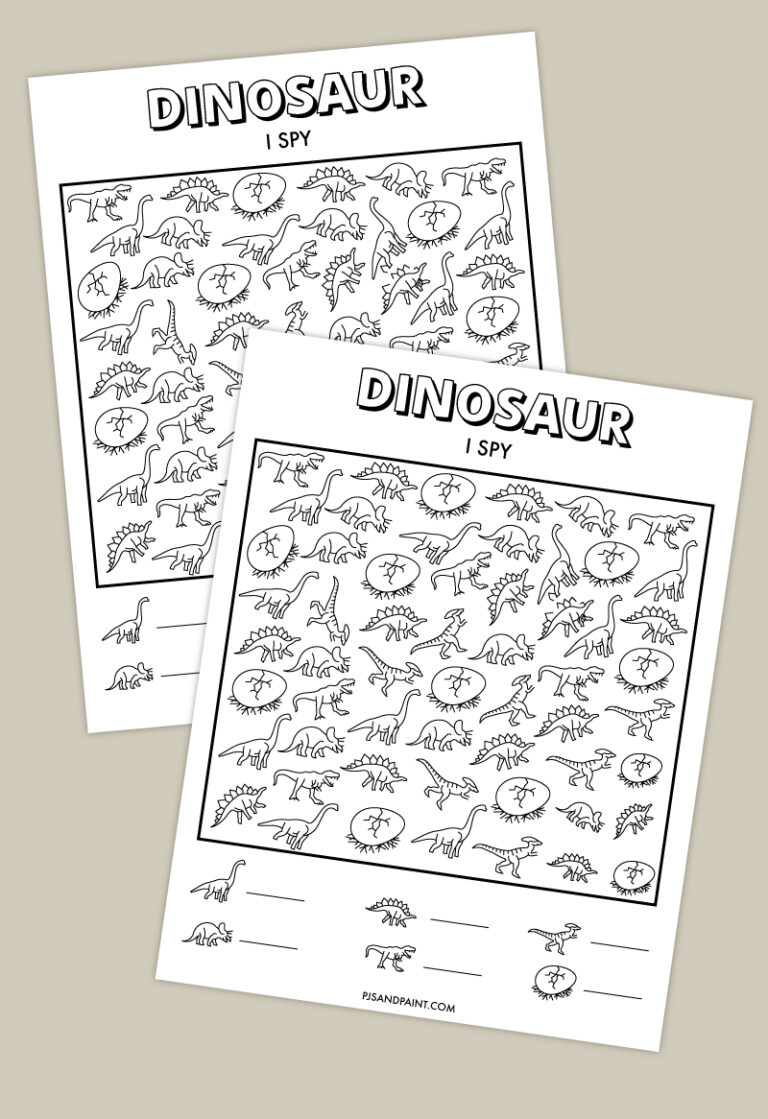 Free Printable Dinosaur I Spy Game - Pjs and Paint