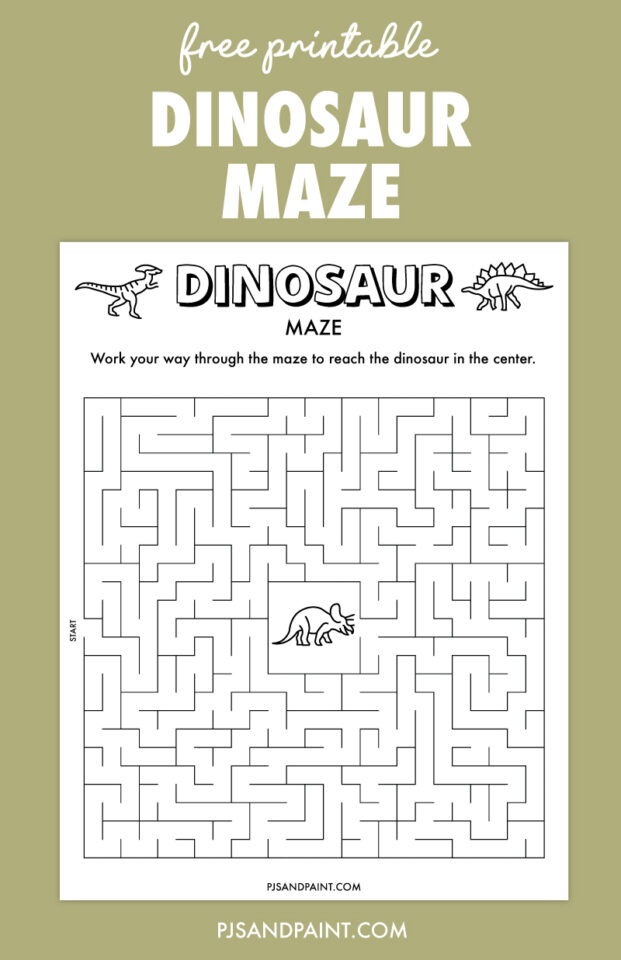 Free Printable Dinosaur Maze - Pjs and Paint