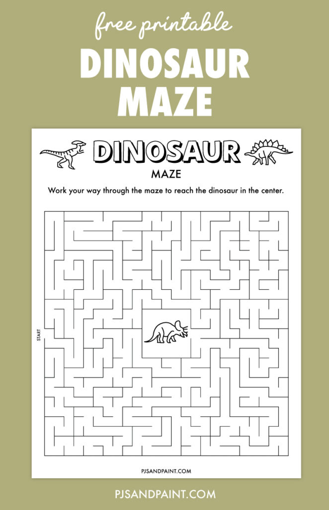 Free Printable Dinosaur Maze - Pjs and Paint