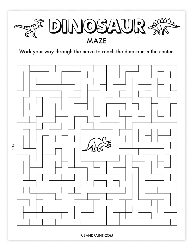 Free Printable Dinosaur Maze Pjs And Paint Free Printable Dinosaur Maze Pjs And Paint