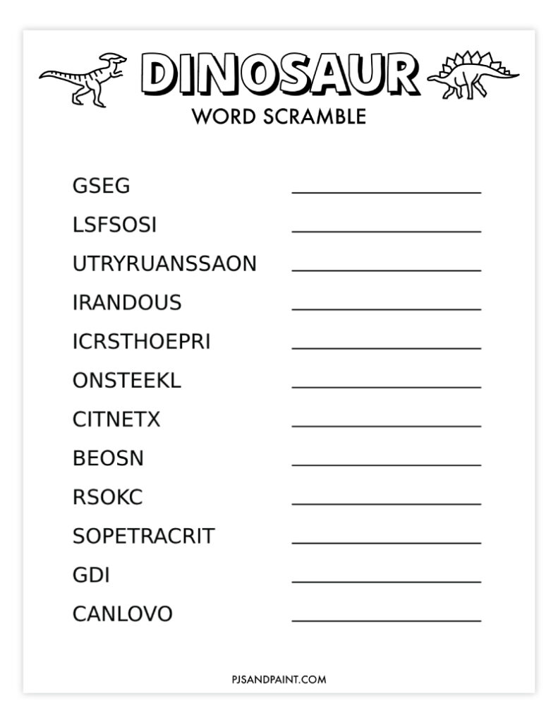 8 Free Printable Dinosaur Games and Activities - Pjs and Paint