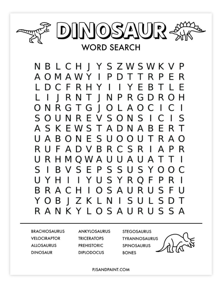 8 Free Printable Dinosaur Games and Activities - Pjs and Paint
