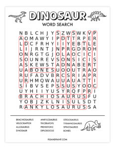 Free Printable Dinosaur Word Search - Pjs and Paint