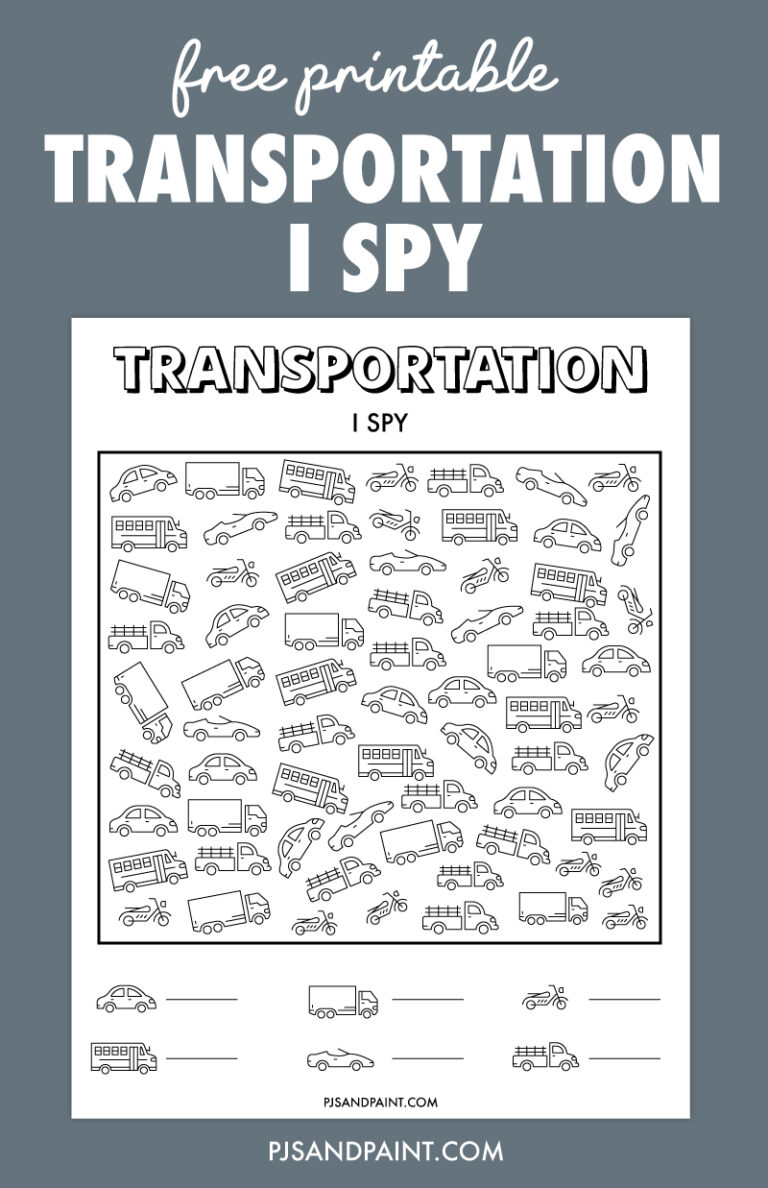 Free Printable Transportation I Spy Game - Pjs and Paint