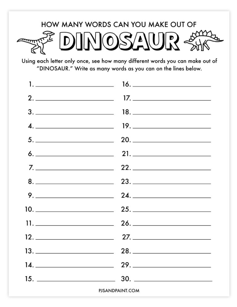 8 Free Printable Dinosaur Games and Activities - Pjs and Paint