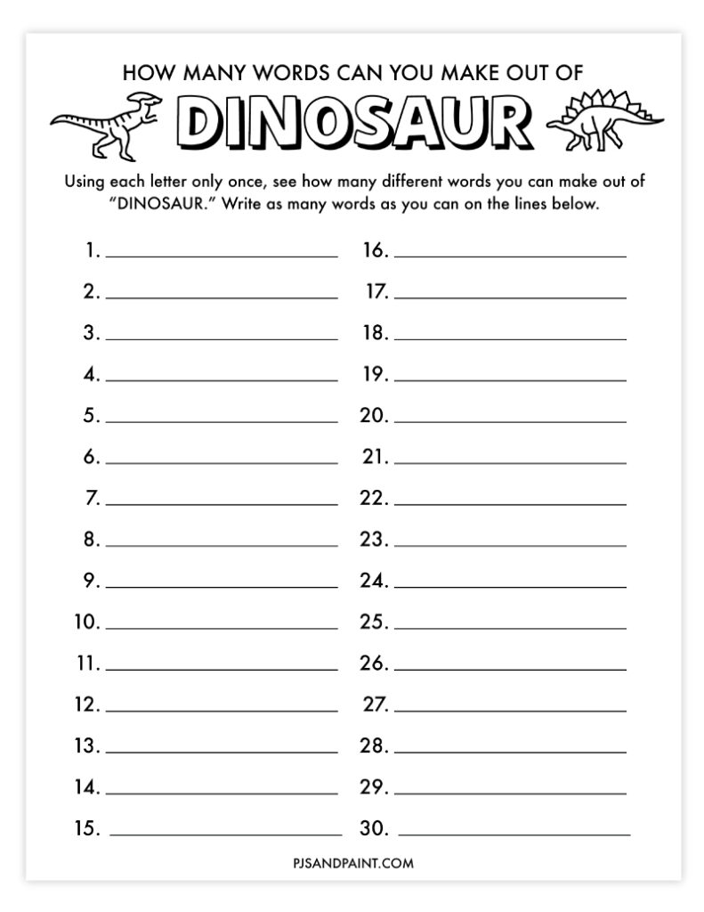 8 Free Printable Dinosaur Games and Activities - Pjs and Paint
