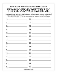 16 Free Printable Transportation Themed Games & Activities - Pjs and Paint